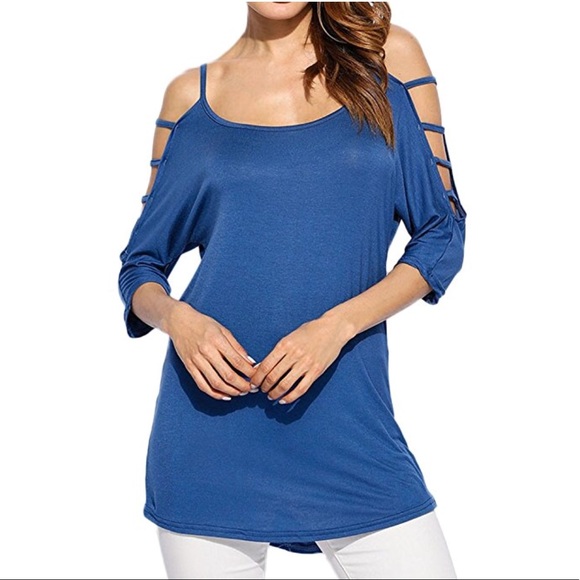 Boutique | Tops | Sky Blue Cut Out Sexy Off Shoulder Tunic Top | Poshmark
